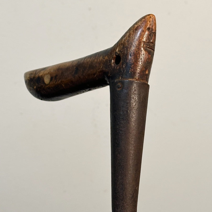 Antique Folk Art Cane with Face Carving and Metal Etching | 1800s – Mad ...