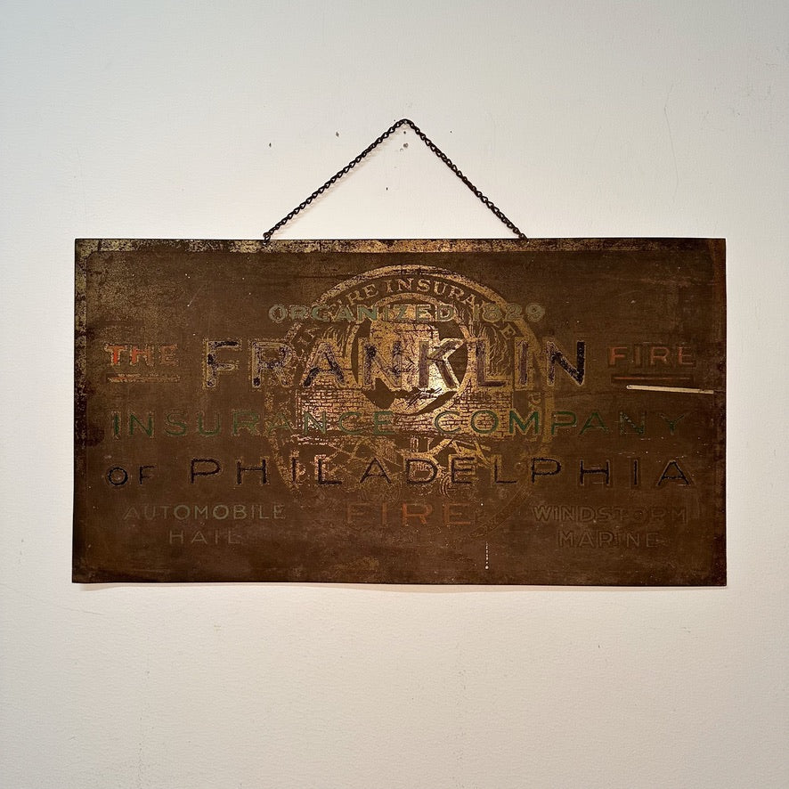 Antique Franklin Fire Insurance Company Of Philadelphia Sign – Mad Van ...