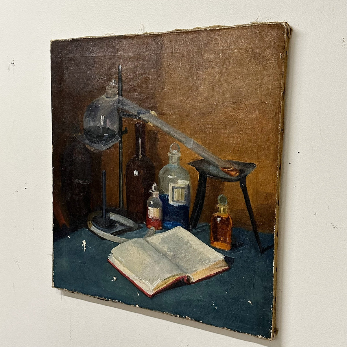 Reserved | Early 1900s Laboratory Painting with Florence Flask and Bun ...