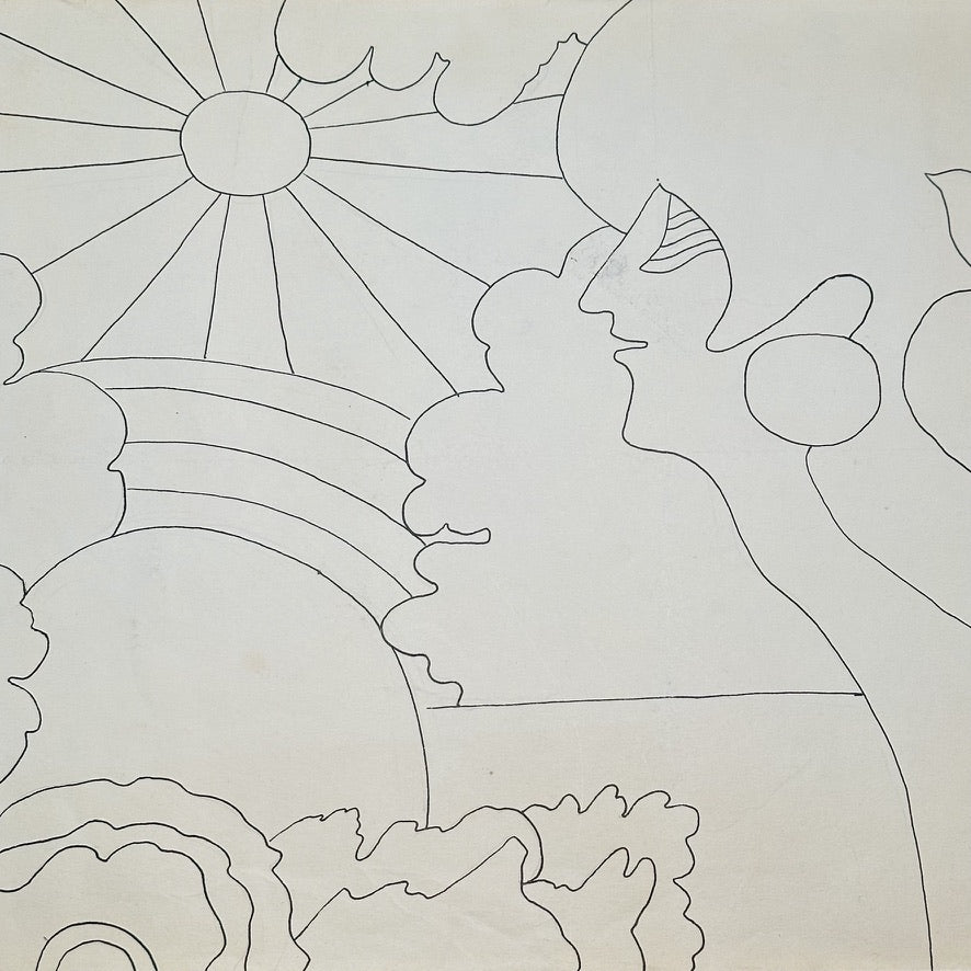 1970s Psychedelic Drawing of Woman Staring at Beaming Sun – Mad Van ...