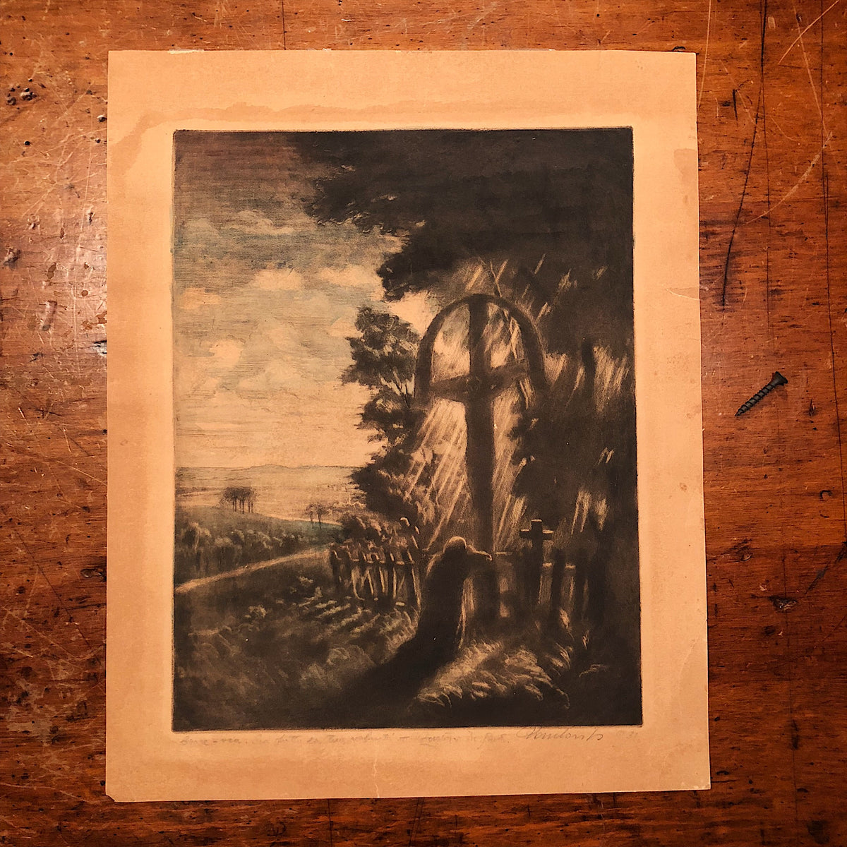Creepy Antique Graveyard Engraving Signed by Mystery Artist – Mad Van ...