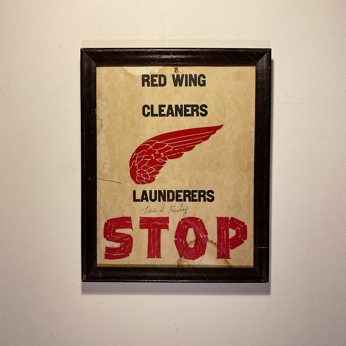 Vintage Red Wing Store Sign | 1950s Block Printing – Mad Van Antiques