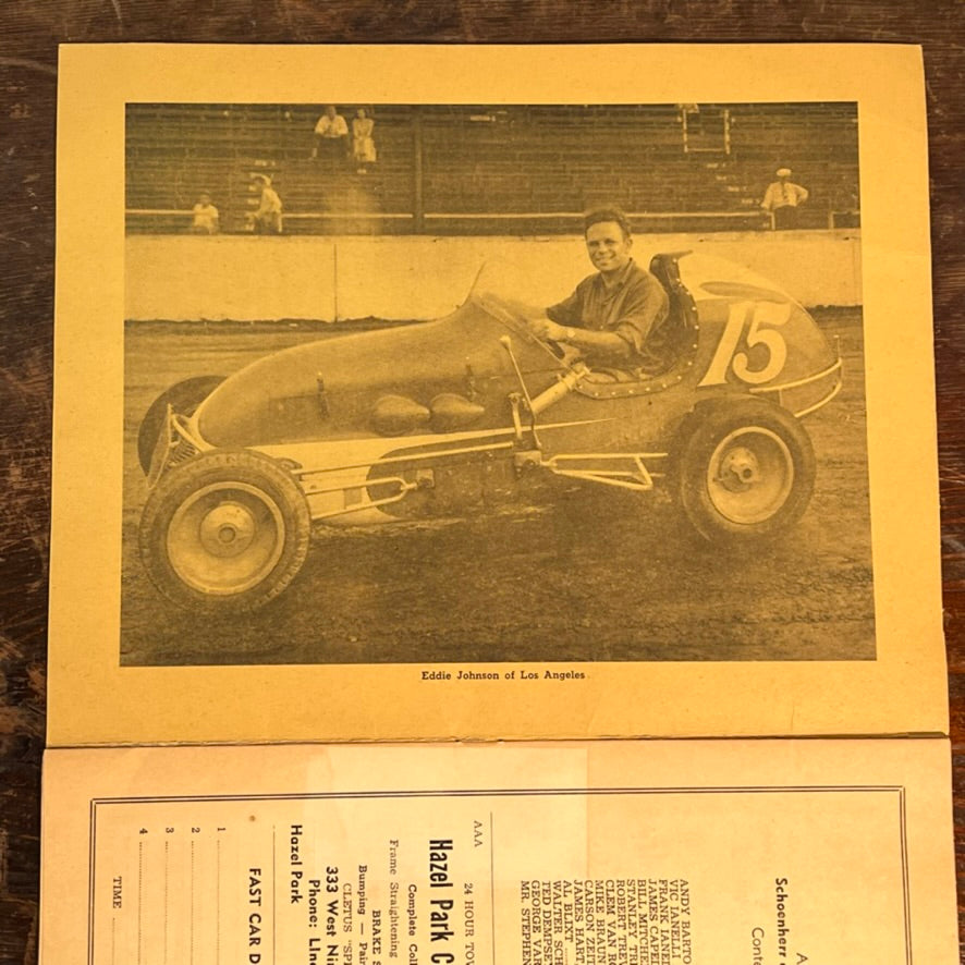 1940s Motor City Speedway Program with Eddie Johnson – Mad Van Antiques