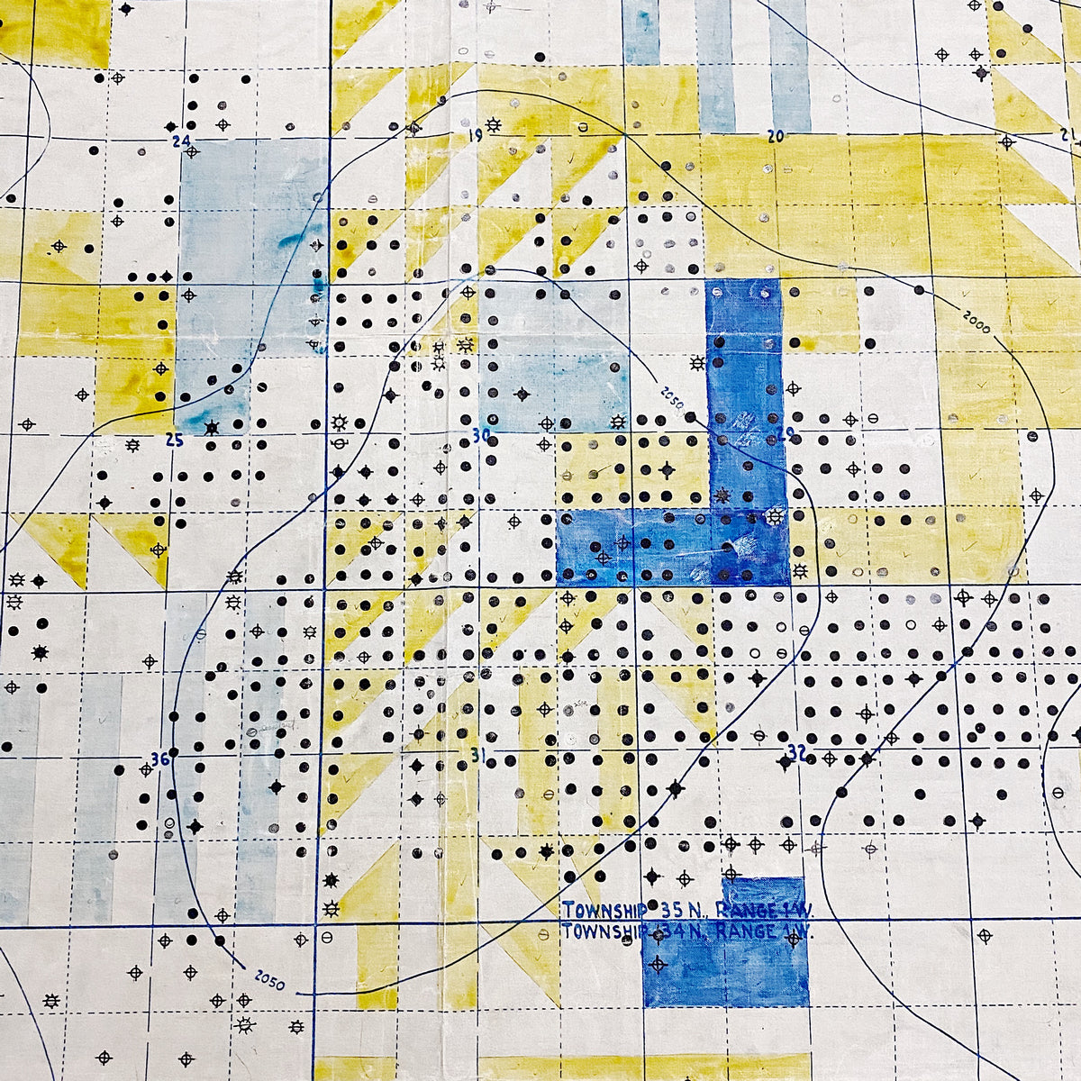 1920s Oil Field Map with Hand Painted Land Rights Grids | Louis W. Hil ...