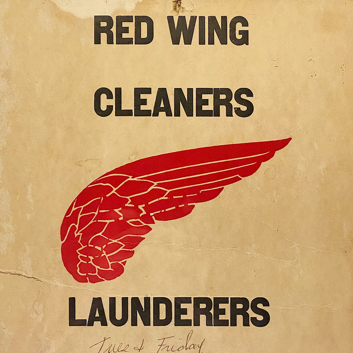 Vintage Red Wing Store Sign | 1950s Block Printing – Mad Van Antiques