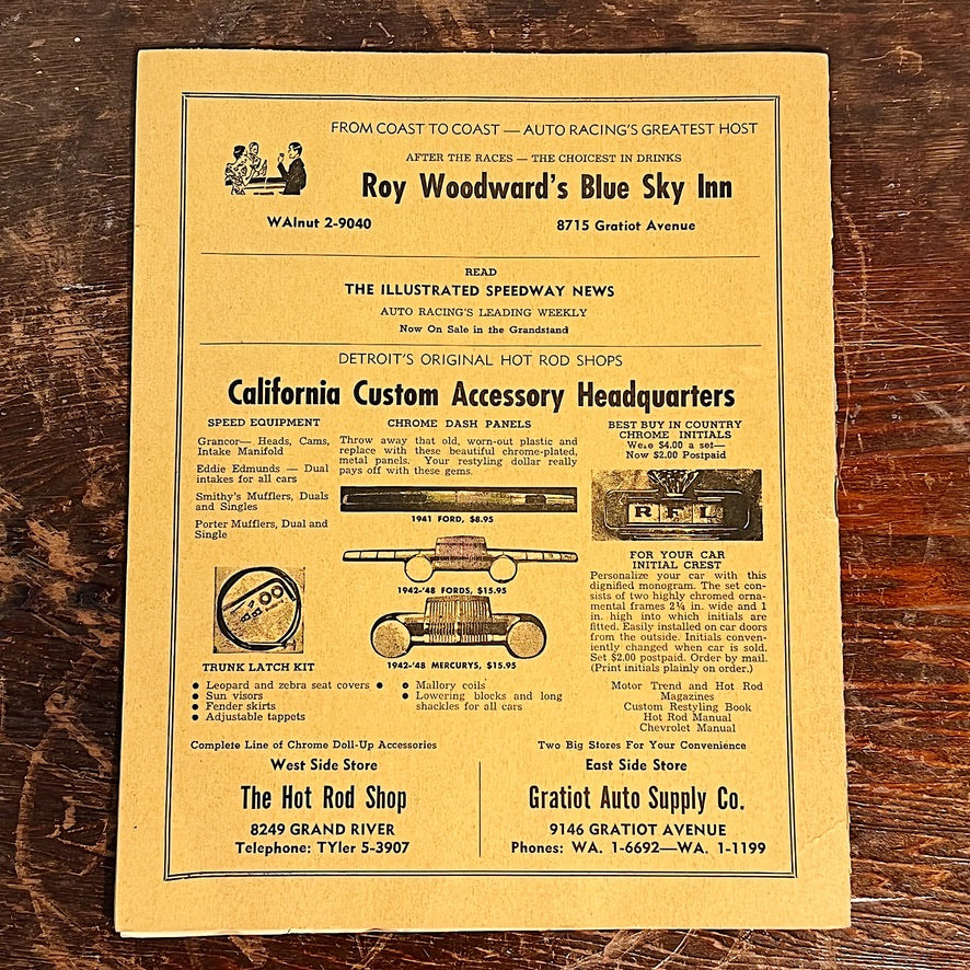 1940s Motor City Speedway Program with Eddie Johnson – Mad Van Antiques