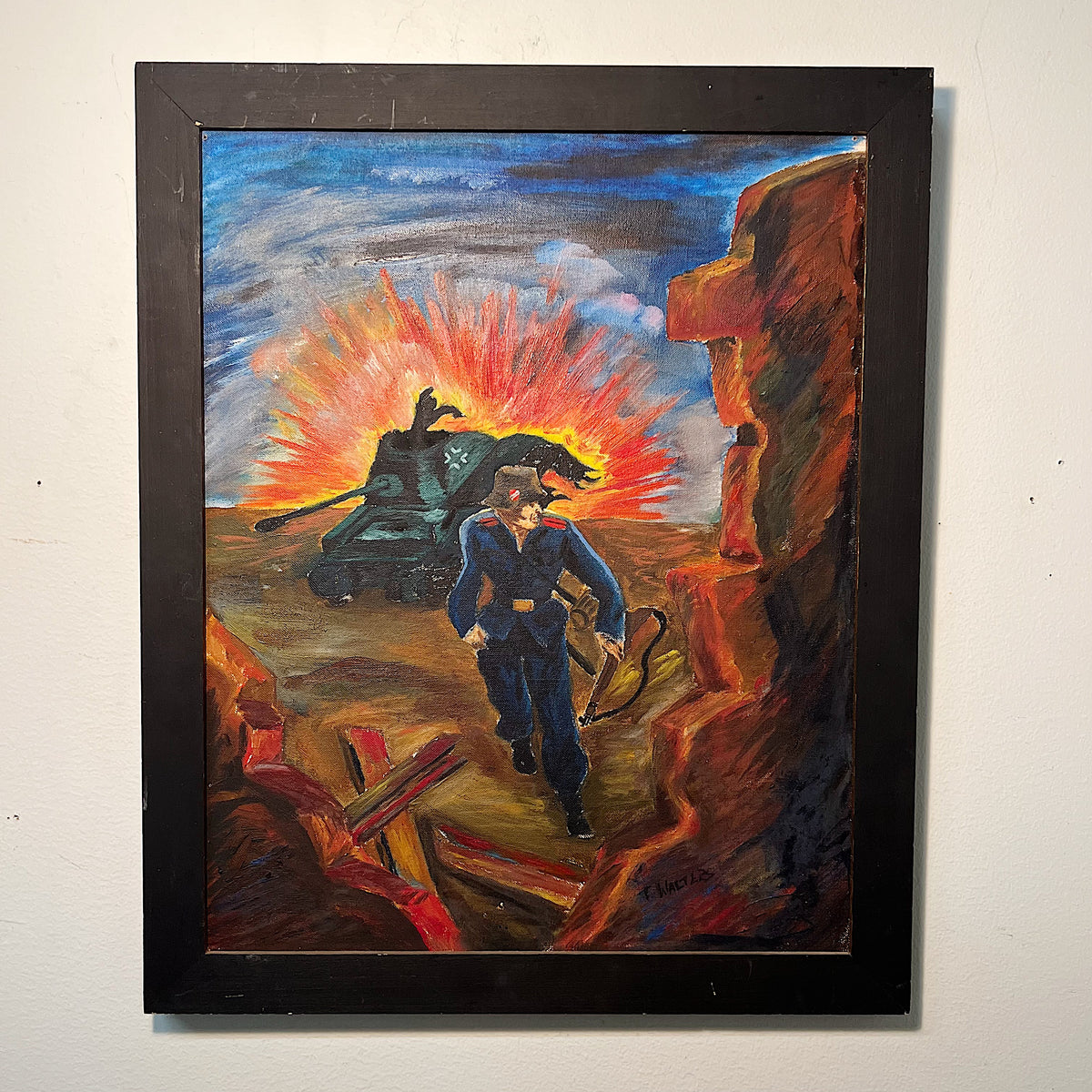 Reserved for R - WW2 Painting of Battle Scene and Explosions | 1940s ...