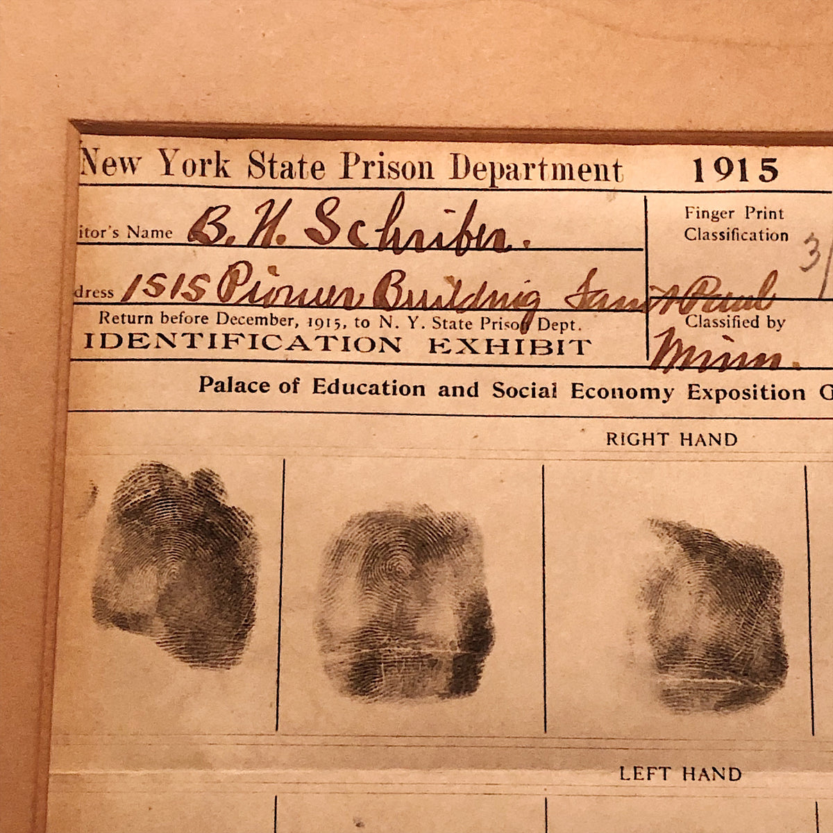 Prison Fingerprint Display from Panama Pacific Exposition | 1915 – Mad ...