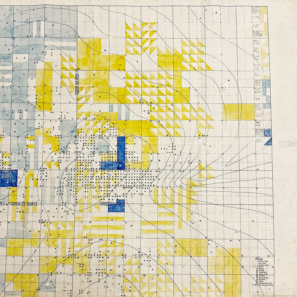 1920s Oil Field Map with Hand Painted Land Rights Grids | Louis W. Hil ...