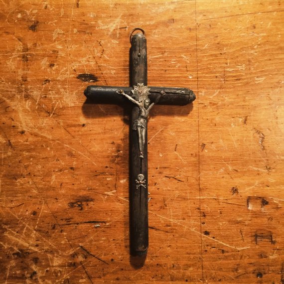 Antique Primitive Crucifix with Skull and Crossbones from 1800s – Mad ...
