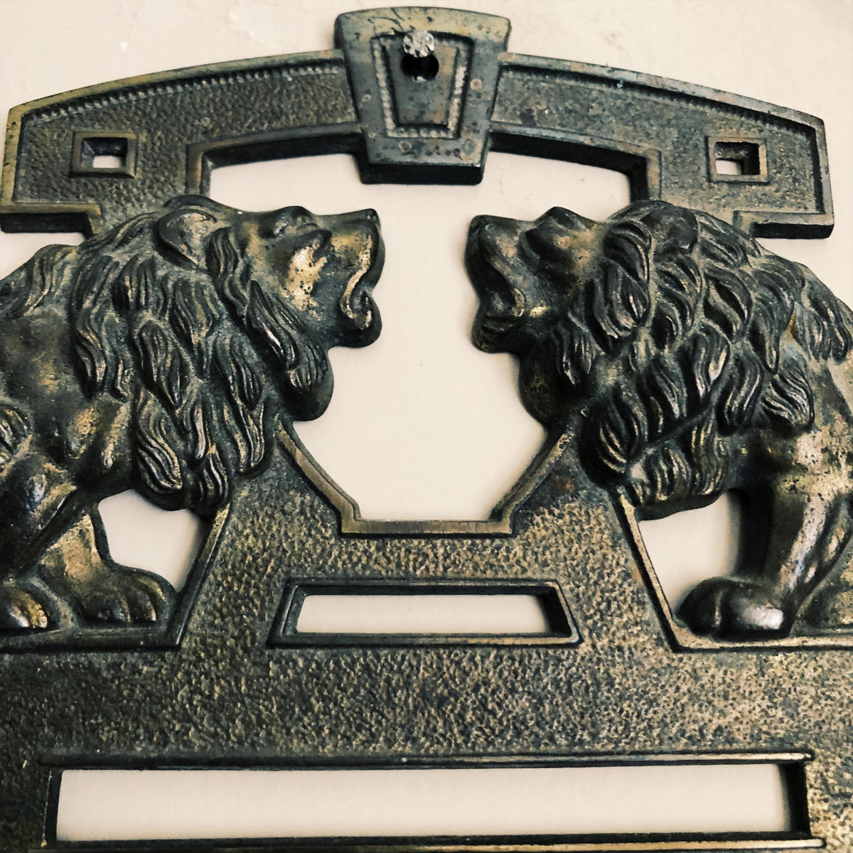 Antique Cast Iron Lion Decal Plaque with Dueling Beasts – Mad Van Antiques
